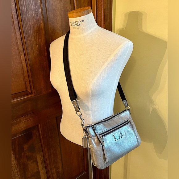 Coach | Bags | Coach Poppy Silver Crossbody Bag | Poshmark